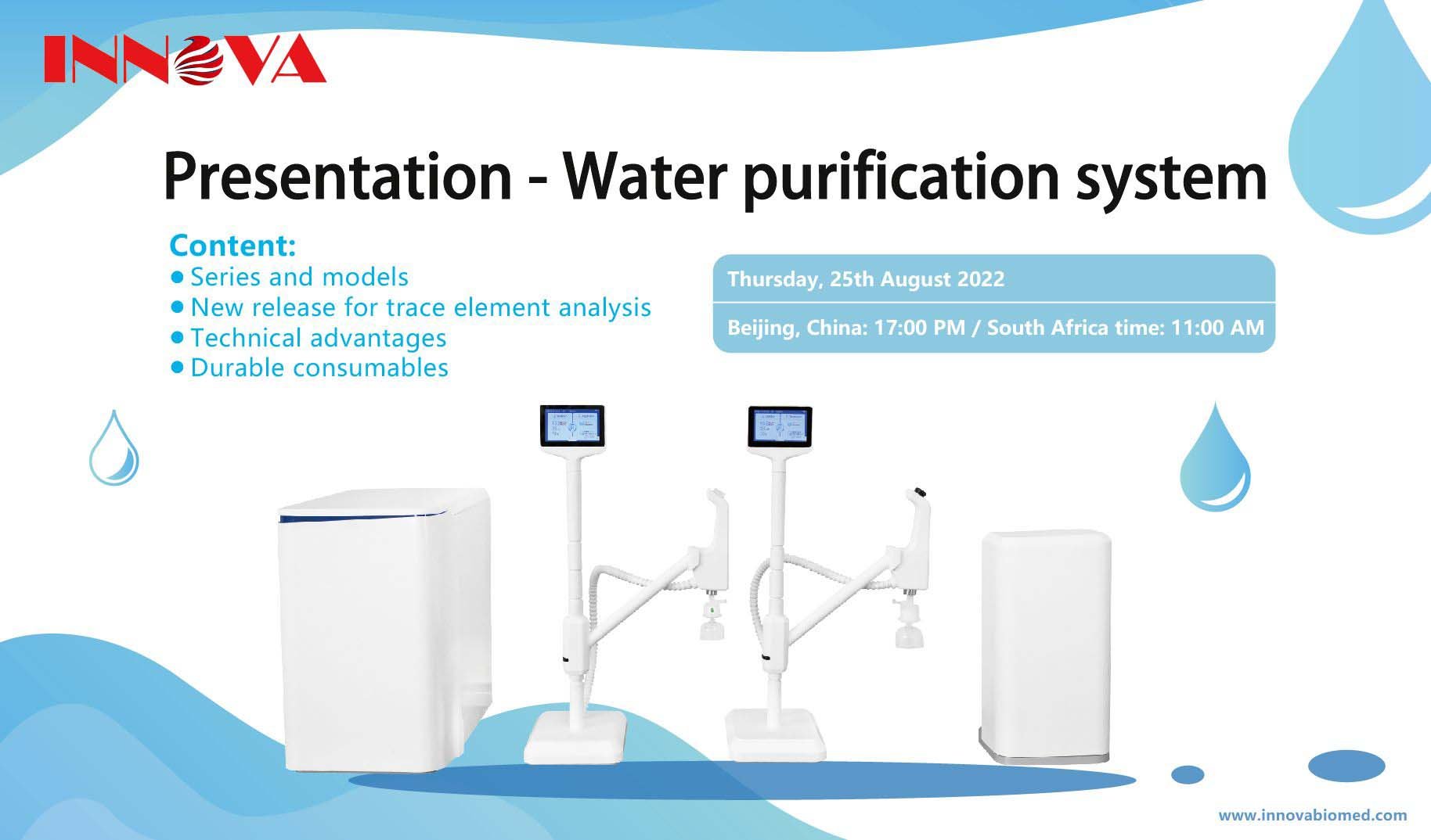 A presentation on Innova water purification systems on 25th August